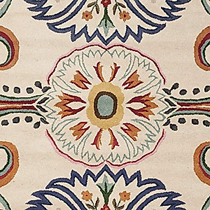 SAFAVIEH Bella Collection 10' x 14' Ivory/Blue BEL118A Handmade Boho Premium Wool Area Rug