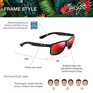 Maui Jim Men's Huelo Polarized Sport Sunglasses, Matte Black/Hawaii Lava, Medium