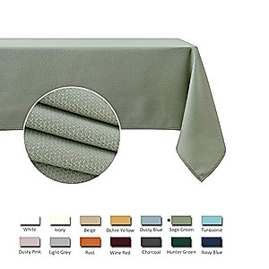 maxmill Rectangle Textured Tablecloth Waterproof Spillproof Wrinkle Free Table Cloth, Kitchen Dinning Tabletop Decoration, Fabric Table Cover for Outdoor and Indoor Use, 52 x 70 Inch, Sage Green