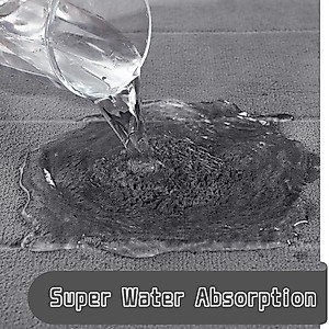 Yimobra Memory Foam Bath Mat Set, 2 Piece Soft Bathroom Rugs, 31.5x19.8 and 24x20.4 U-Shaped Bathroom Rugs, Toilet Mat, Water Absorption, Non Slip, Thick, Dry Fast for Bathroom Floor Mats, Grey