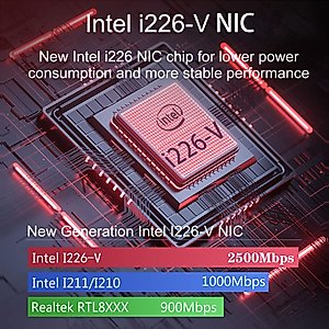 4 Ports Micro Firewall Appliance Intel N200 Quad Core, Intel I226-V 2.5GbE NIC Fanless Mini PC, Network Gateway Soft Router Mini Computer, Support AES-NI, DDR5 RAM, Barebone, NO RAM NO SSD