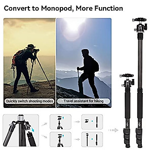SmallRig 62.2" Carbon Fiber Tripod with Center Column, Travel Lightweight Tripods & Detachable Monopod, 360° Ball Head, Quick Release Plate, Load up to 26.5 lbs/12 kg-4059
