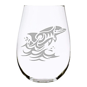 C M Dolphin stemless wine glass