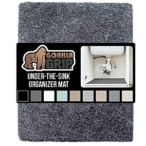 Gorilla Grip Drawer Liner and Under Sink Mat, Drawer Liner Size 17.5x20 in Beige, and Under Sink Mat Size 24x30 in Charcoal, 2 Item Bundle