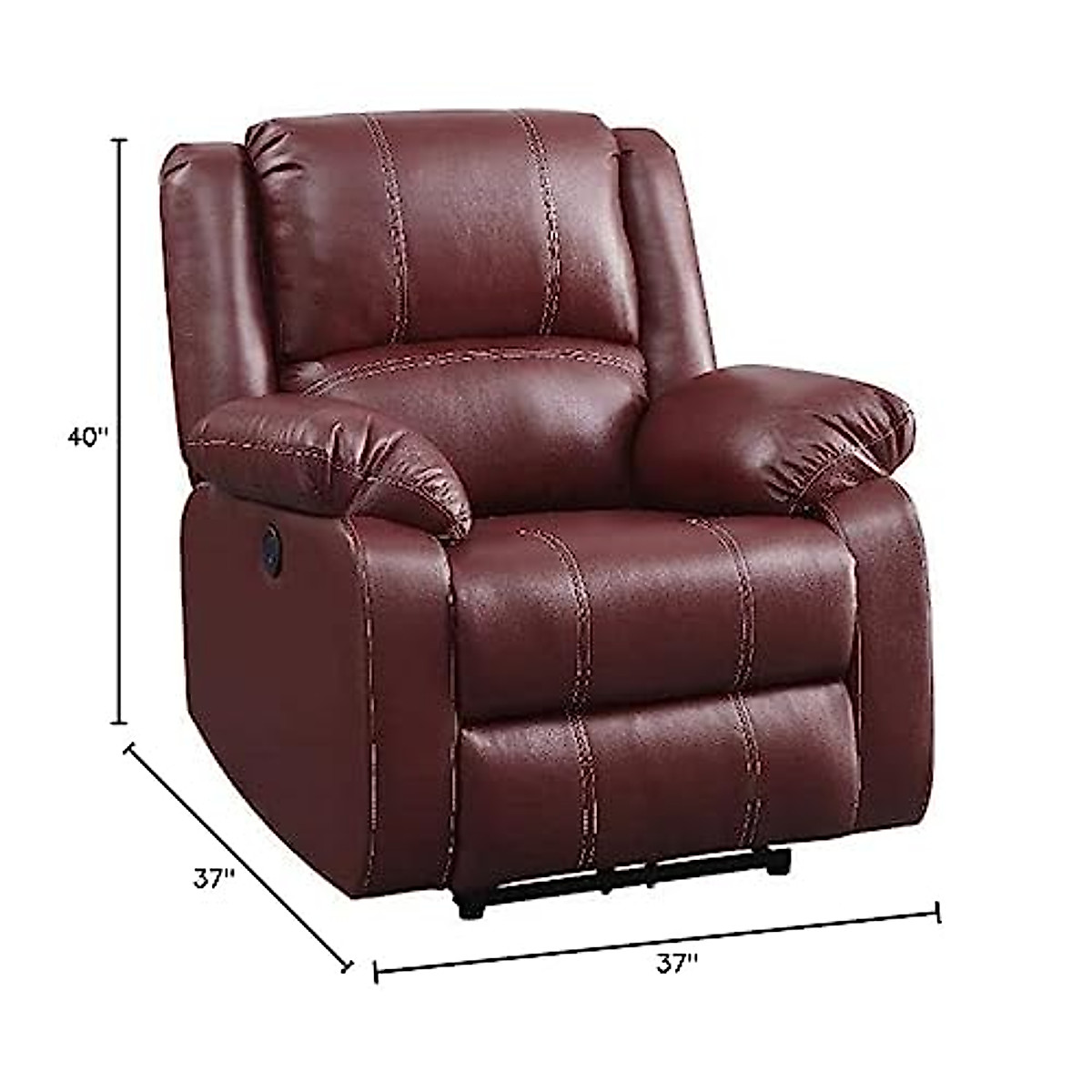 Acme Furniture PU Upholstered Power Recliner with USB Port, Red