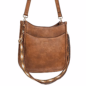 Caitina Women's Shoulder Handbags Trendy Vegan Leather Crossbody Bag Purses For Women Hobo Handbag with 2PCS Adjustable Strap(Brown)