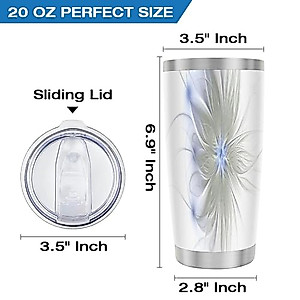 Jesmacti 20Oz Portable Tumbler Fabulous Fractal Blue Fractal Art Smooth Blue Fiery Blossom Bright Abstract Blue for Ornate Petals Unusual Flower Coffee Tumbler Farmhouse Coffee Mugs for Travel
