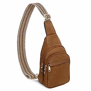 WOOMADA Sling Bag Crossbody Vegan Leather Fanny Packs for Women Fashionable Chest Bag for Travel(brown)