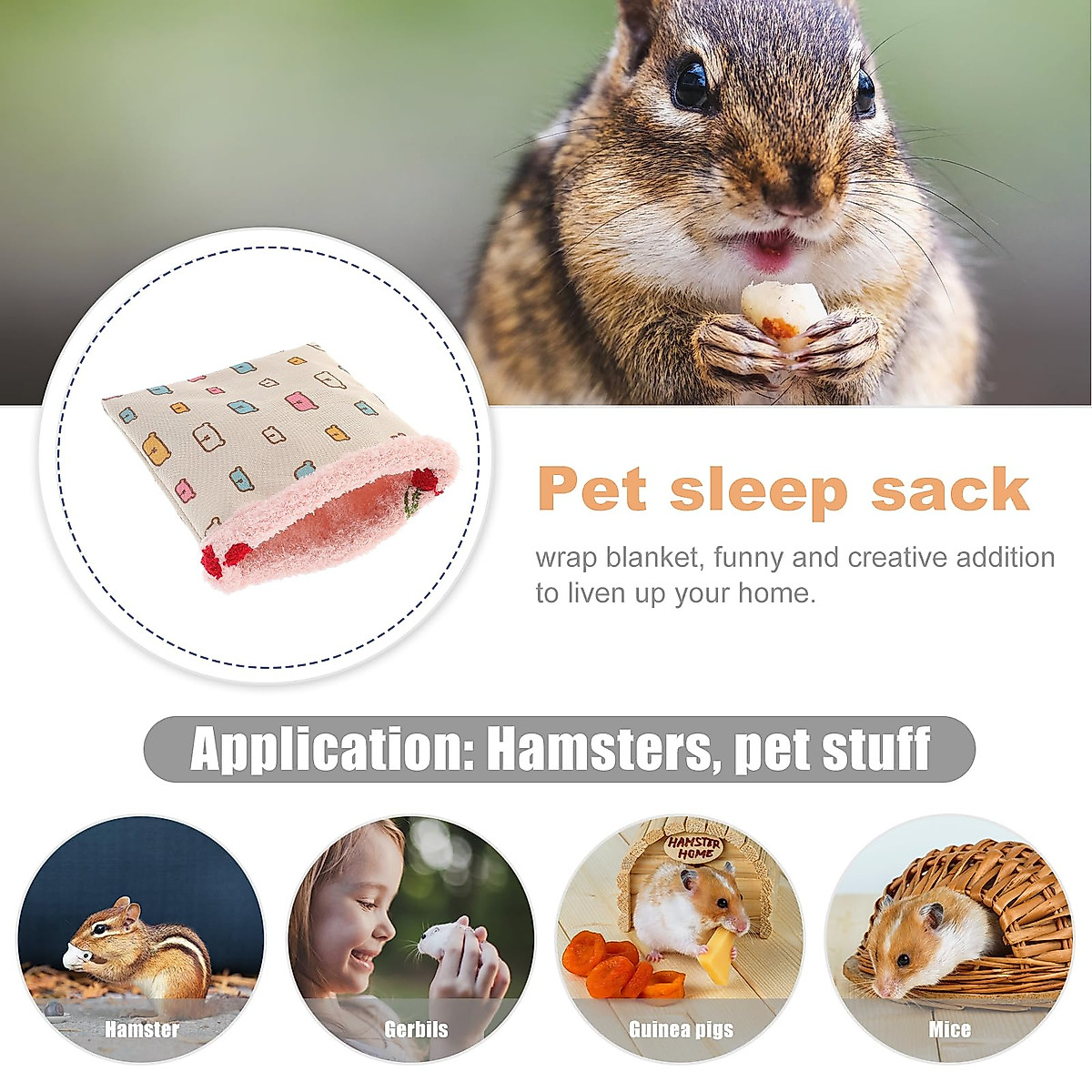 POPETPOP Hamster Bedding-Hedgehog Snuggle Sack Rat House Bed Winter Warm Fleece Small Pet Hamster Bed House Cage Nest Random Color-Small