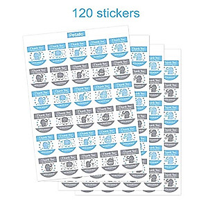 Set of 120 Baby Shower Favor Labels Mini Bottle Labels Hand Sanitizer Labels-Thank You Stickers for Baby Shower Favors(Blue)