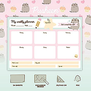 Official Pusheen A3 Desk Pad with Daily, Weekly and Monthly Calendar, Desktop Planner, Desktop Note Pad, 54 Undated Tear Off Sheets, 11.7 x 16.5 inches, To Do List - Kawaii Stationery (A3 SIZE)