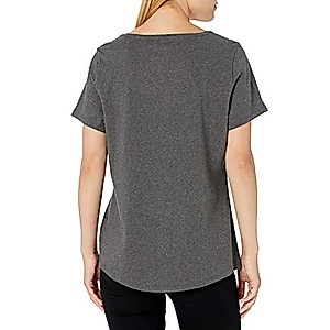 Amazon Essentials Women's Classic-Fit 100% Cotton Short-Sleeve V-Neck T-Shirt (Available in Plus Size), Pack of 2, Charcoal Heather/Light Grey Heather, Medium