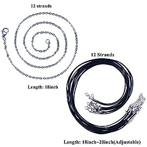 SUNNYCLUE 48pcs Crystal Stone Charms Kit Irregular Shape Gemstone Chakra Beads Charms 12pcs Imitation Leather Cord Necklace & 12pcs Cross Chains & Velvet Pouches for Necklace Jewelry Making