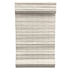 Radiance Bamboo Roman Shades for Windows - Cordless Bamboo Blinds for Minimal Privacy & Light Filtering - Brooklyn Flatstick Bamboo Shades for Inside Mount - White - 23" W x 64" L - (2216900E)