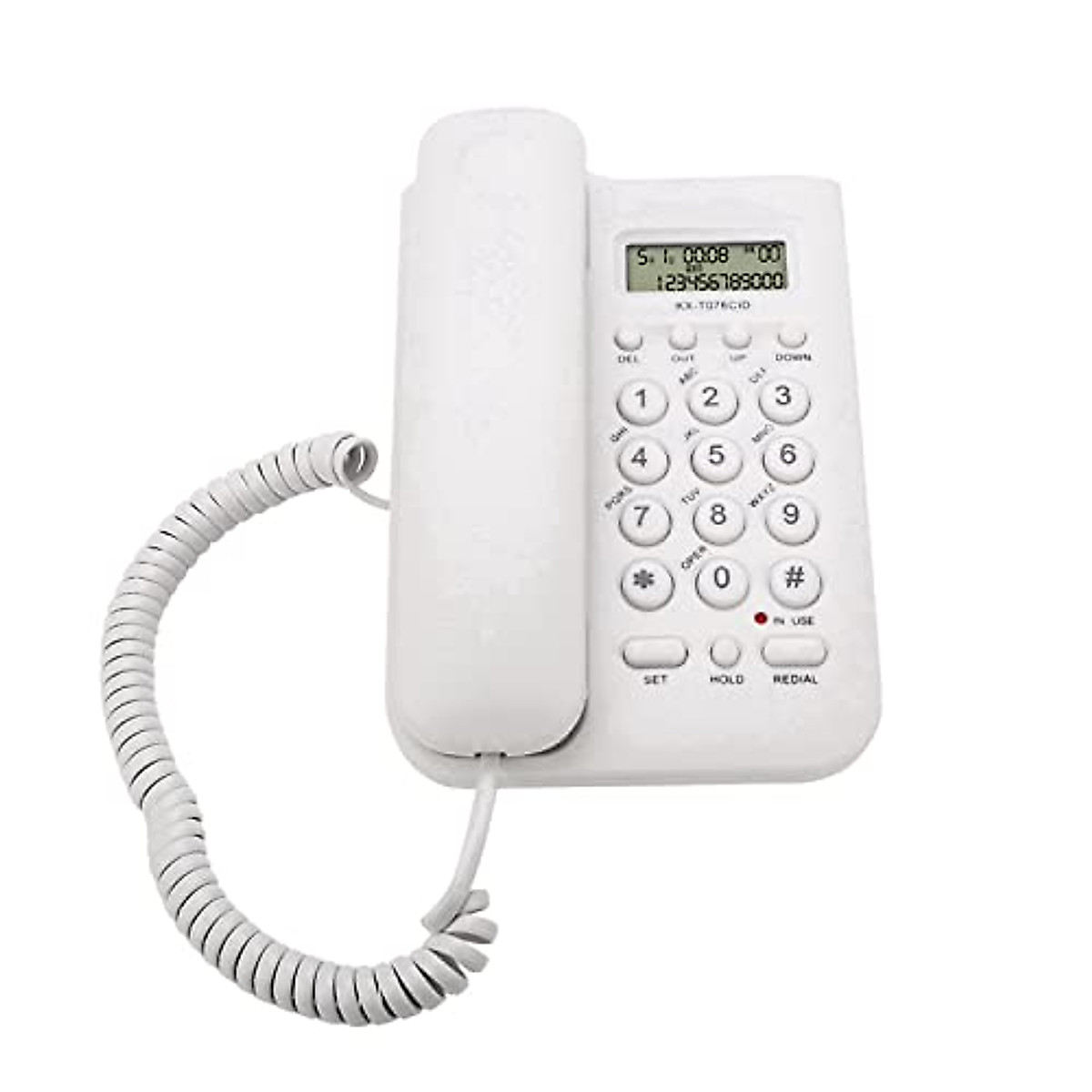 Corded Phone with Caller ID Display, Home Hotel Wired Desktop Phone Office Landline Telephone, Retro Classical Telephone Landline, Big Button, FSK/DTMF Dual System(White)