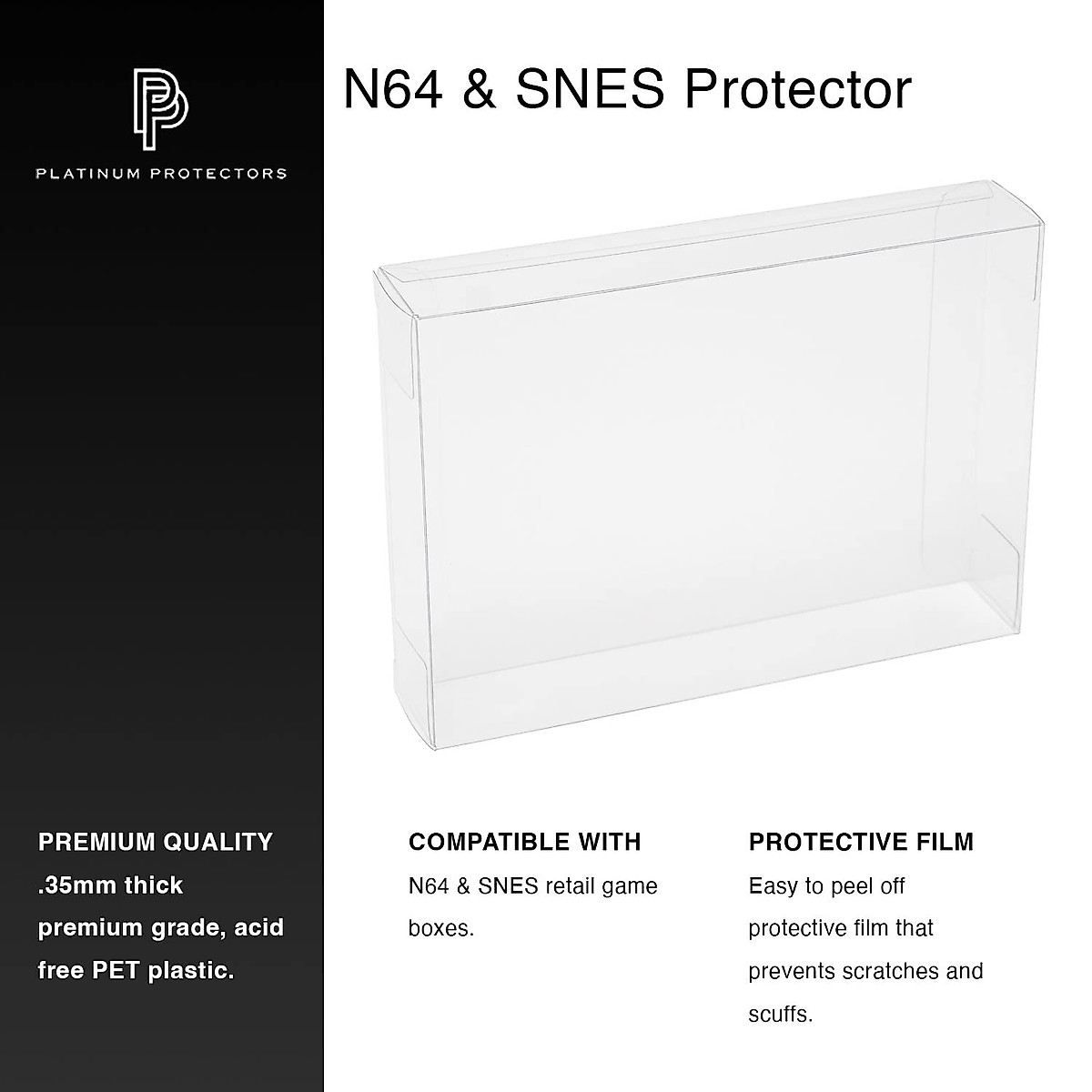 Viturio Super Nintendo SNES & N64 Game Box Protector Cases (10 Pack) Clear Plastic .35mm