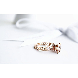 Gold Plated Solitaire Style Eiffel Tower Ring with AAA Round Cubic Zircon Crystal Wedding Engagement Ring Fashion Jewelry for Women (7.5)