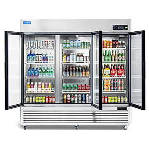 ICECASA 82" W Commercial Display Refrigerator 3 Glass Door Merchandiser Reach-in 72 Cu.ft Stainless Steel Display Refrigerator Fan Cooling for Restuarant, Bar, Shop, etc