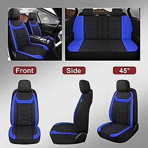 CAROMOP Breathable Car Seat Covers Full Seats,3D Air Mesh Cloth Seat Covers for Cars, Split Bench Compatible Car Interior Covers, Universal Fit Most Car Sedan Truck SUV(Black/Blue)