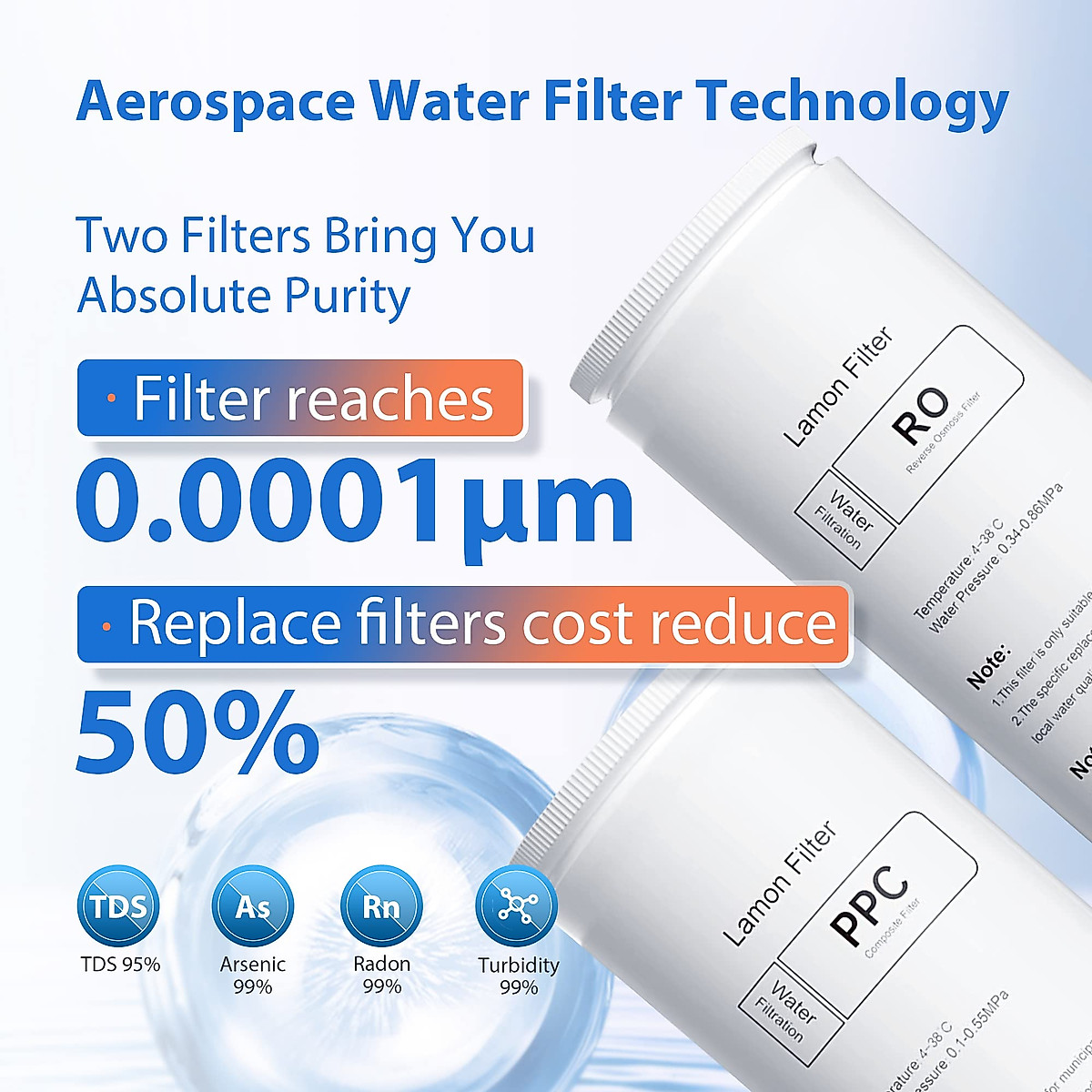 Lamon R1PRO Reverse Osmosis Water Filter System, NSF/ANSI 42 Certified RO System Under Sink, Free Mineral Filter, Smart Faucet, 2:1 Pure to Drain, Reduces TDS