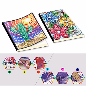 DCIDBEI 2-Pack DIY Diamond Paintings Notebook 5D Diamond Art Notebooks Paper A5 50 100 Art Diamond Notebook Kid Stitch Cross Stitch Notebooks Sketch Books for Adults DIY Diamond Dots Notebooks Blank
