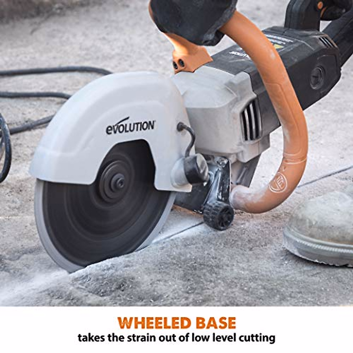 Evolution R230DCT - 9 in Concrete Saw (Aka Circular, Angle Grinder, Cut Off/Chop Saw, Demo Saw, Disc/Power Cutter) - 15A Motor, No Gas - 3-1/2 In Cut - Incl Diamond Masonry Blade