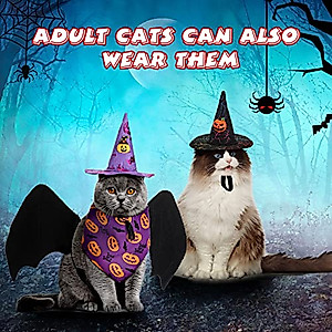 6 Pcs Pet Halloween Costumes Dogs Spider Costume Puppy Cats Bat Wings Costume with 2 Halloween Dog Bandanas 2 Halloween Pumpkin Witch Hat Halloween Pets Cosplay Costumes Accessories for Dog Cat Puppy