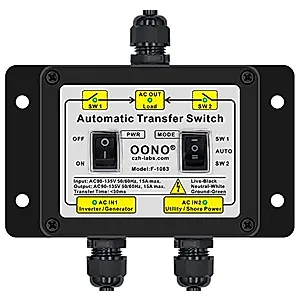Manual and Automatic Transfer Switch, AC120V 15A ATS Auto Transfer Switch