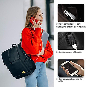 LXY Leather Backpack Vintage College School Backpack, Brown Faux Leather Backpack Purse, 15.6 Inches Laptop Bookbag with USB Charging Port