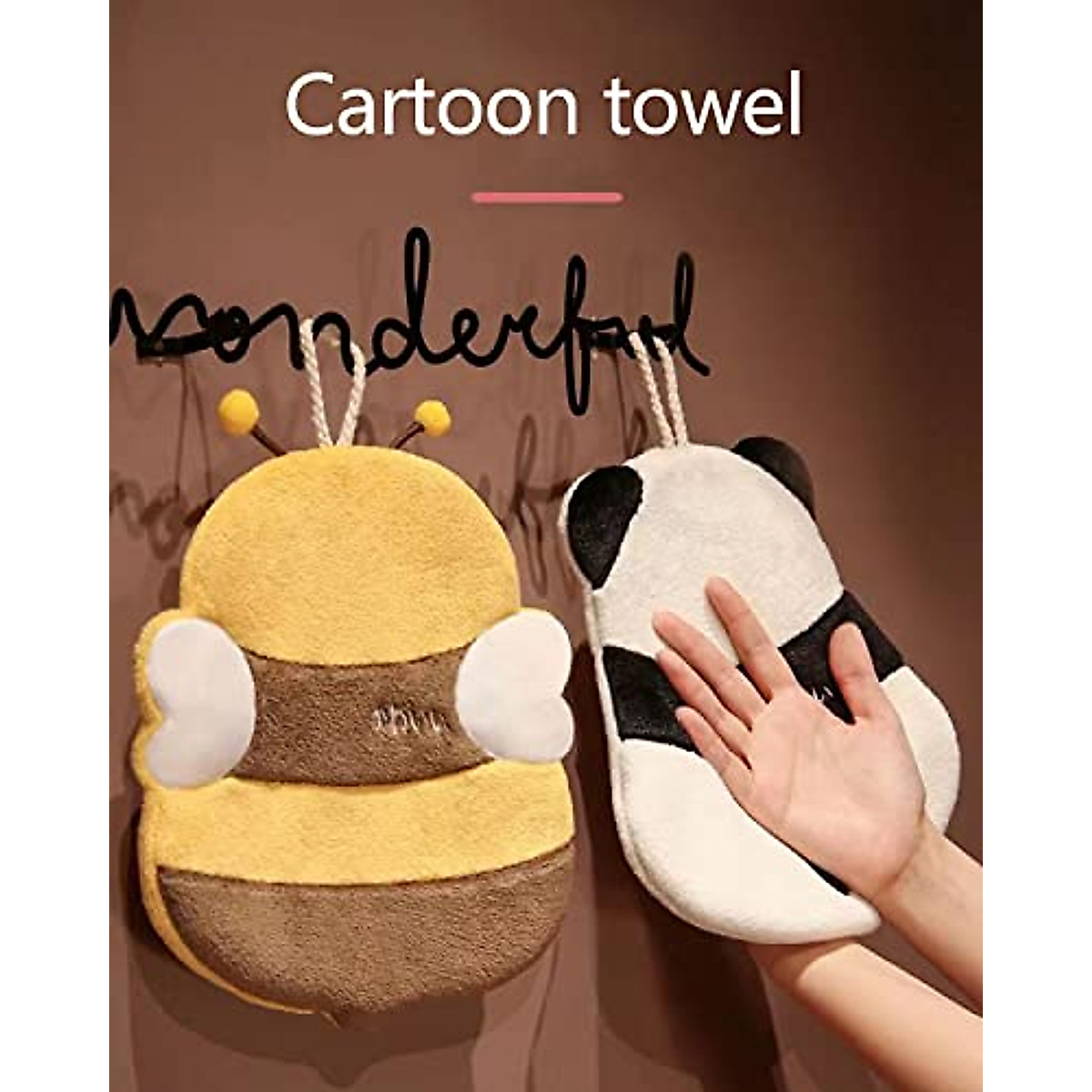 Pandas and Bees Funny Hand Towels - Cute Bathroom Kitchen Towels Decorative Pandas and Bees Decor Hanging Face Towels Absorbent Soft-Super Soft Highly Absorbent Towel for Bathroom