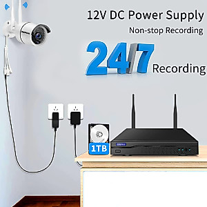 [2-Antenna Signal Enhance & 100ft Super Night Vision] Wireless Security Camera System Outdoor, 4pcs 5.0MP CCTV Camera Security System Wireless, Home Wi-Fi Video Surveillance NVR Kits for Businesses