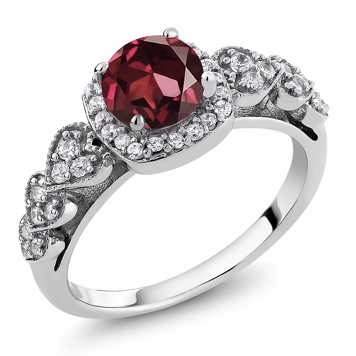 Gem Stone King 925 Sterling Silver Red Rhodolite Garnet Ring For Women (1.32 Cttw, Gemstone Birthstone, Available In Size 5, 6, 7, 8, 9)