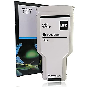 INK+ HP 727 Dye Matte Black Cartridge Compatible for HP 727 Dye for HP DesignJet T920 T930 T1500 T1530 T2500 T2530 300ml