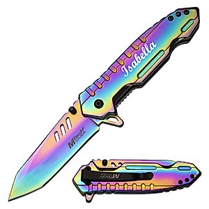 Personalized Laser Engraved Pocket Knife, Fathers Day, Groomsmen Gift, Graduation Gifts, Gifts for Men Free Engraving. (MT-927RB)