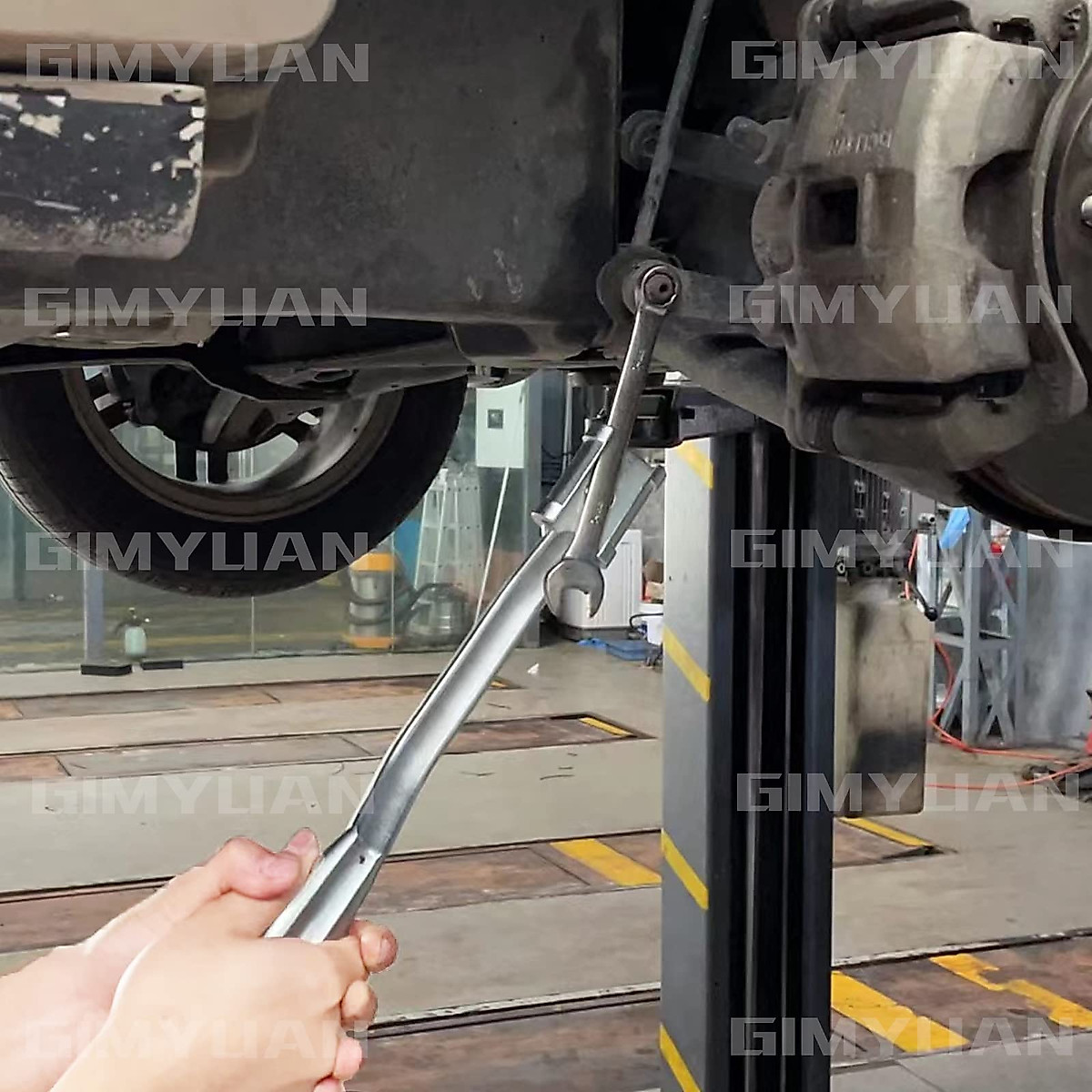 GIMYUAN Mangetic Wrench Extender Bar, 13.5 Inch Extension Wrench Tool with 1/2 Inch Square Hole for Universal Wrenches Mechanic Torque Multiplier Tool, Silver