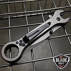 Drakkonsong Only US 7.5" Multi-Tool Wrench Tactical Spring Assisted Open Folding Pocket Knife New (Grey)