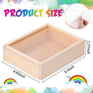 Thyle 12 Pcs Unfinished Wood Boxes, 6.3 x 4.9 x 1.8 Inch Small Rectangle Crates Wooden Box with Lid for DIY Birthday Party Favor Gift Supplies