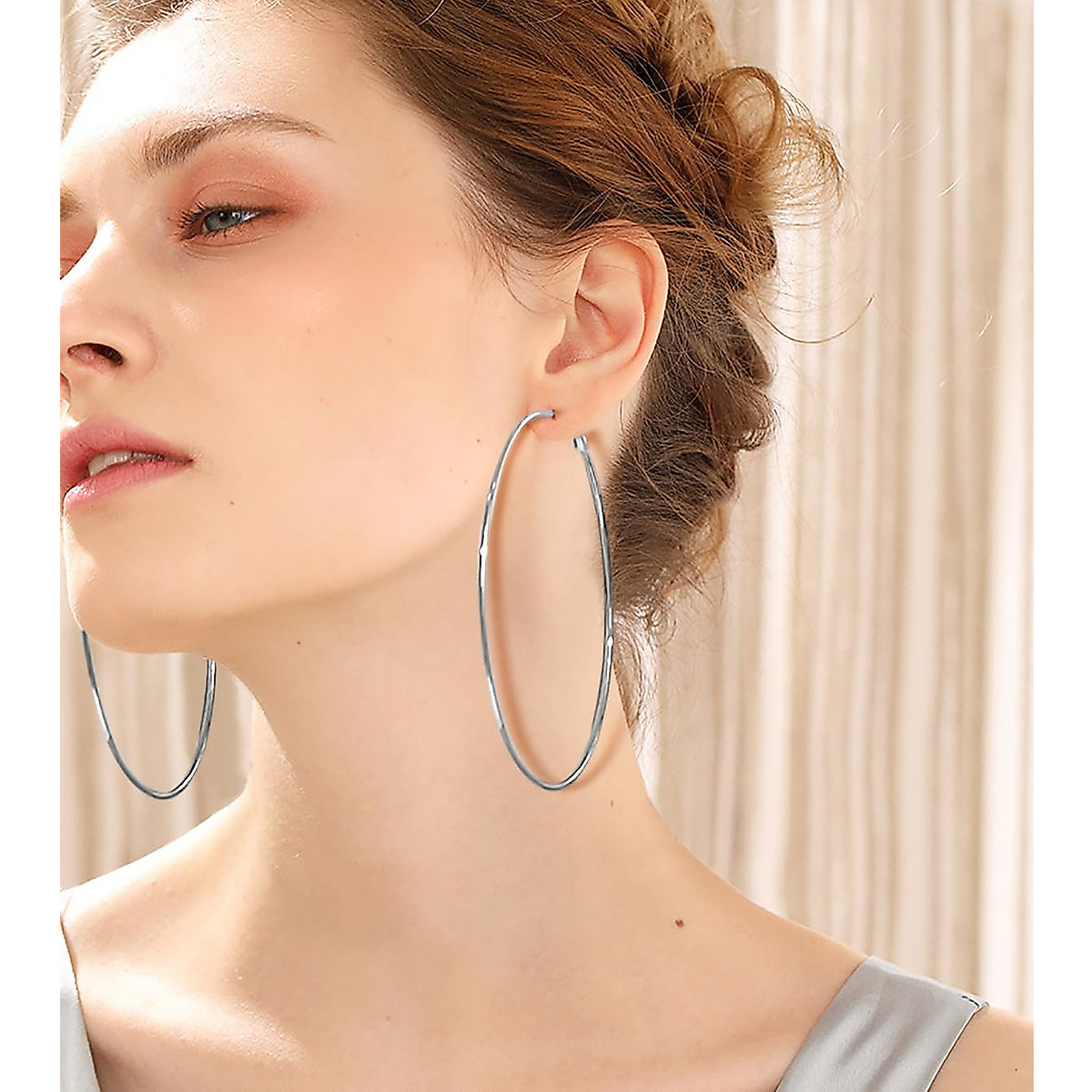 Stainless Steel Hoop Earrings Womens Jewelry Circle Round Vintage Huggie Earrings Women