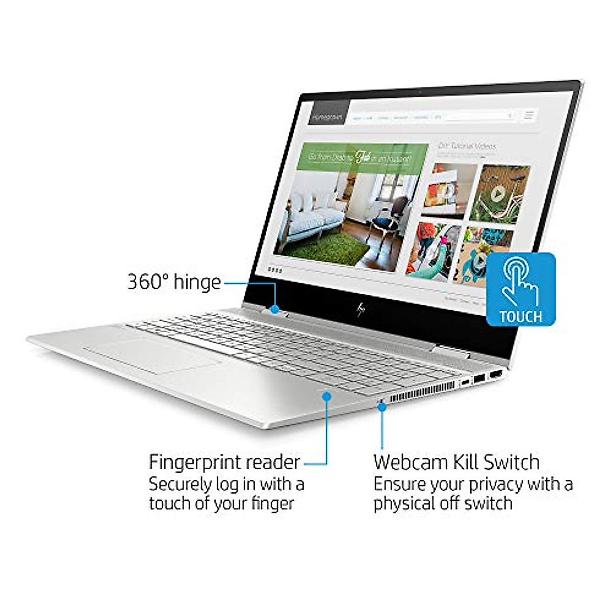 HP Envy x360 Convertible 2 in 1 Laptop 15.6" FHD IPS Touchscreen Intel Quad-Core i5-10210U(Beats i7-8550U) 16GB DDR4 1TB SSD Backlit Fingerprint B&O Webcam Win 10 + HDMI Cable