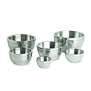 NUCU Artisan Insulated, Double-Wall Hammered Stainless Steel Serving Bowl, 14-Ounce Capacity