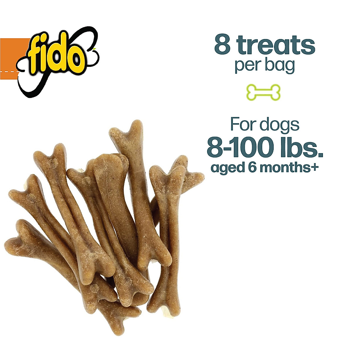 Fido Flex Hip and Joint Care Bones for Dogs, Made with Glucosamine, Chondroitin, and Cherries - Promotes Mobility, Joint Function, and Naturally Reduces Plaque - 8 Treats Per Pack, Pack of 1