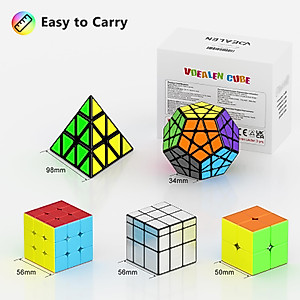 Vdealen Speed Cube Set, Cube Bundle 2x2 3x3 Pyramid Dodecahedron Mirror Magic Cube Pack, Puzzle Cube Collection Toys Easter Valentines Gift for Kids Teens Adults [5 Pack]