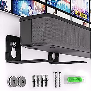EVEO Universal Soundbar Mount - Heavy Duty & Deep L-Bracket Sound Bar Mount Under TV Or Over, for Samsung, JBL, Bose, Sony, LG, Sonos, Roku & Other Brands - Easy to Install Sound Bar Wall Mount Shelf