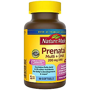 Prenatal Vitamin + DHA Softgel with Folic Acid, Iodine and Zinc, 90 Count