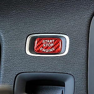 TOMALL Car Engine Start Button Cover Trim Compatible with Volvo XC60 S60 S80 Push Start Stop Button Ring Emblem Engine Ignition Keyless Cap Sticker for Car Carbon Fiber Interior Accessories Red Decor