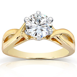 Kobelli Forever One (D-F) Moissanite Solitaire Engagement Ring 1 CTW 14k Yellow Gold, Size 5.5