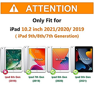 BRAECN for iPad Case 9th/8th/7th Generation,Rugged Kids Friendly Silicon Case with Folding Stand/Handle Grip Pencil Holder Shoulder Strap Screen Protector Pencil Cap Holder for iPad 10.2”-Navy Blue