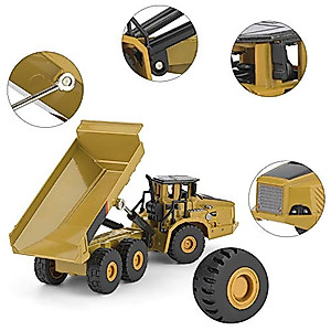 Jeanoko Engineering Dump Truck Toy, Dump Truck Model High Simulation Alloy Educational 1:50 for Kids for Car Vehicle Toy