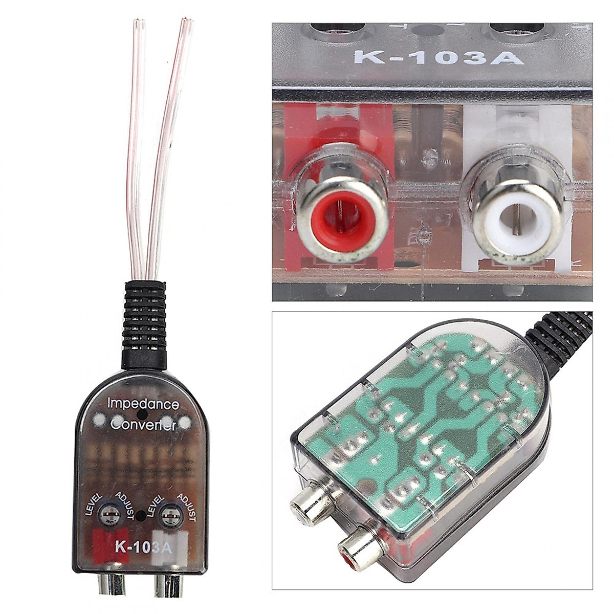Acouto High to Low Converter Car Audio Car Stero Adjustable Speaker High to Low Line Audio Impedance Converter