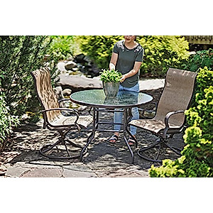 Garden Elements Outdoor Bellevue Metal Aluminum Patio Chair, Brown (6, Sling Rocker)